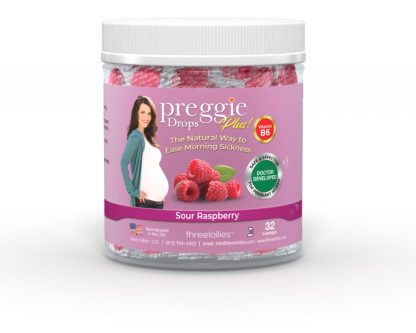 Preggie Pop Drops Plus Sour Raspberry 32pc - Three Lollies